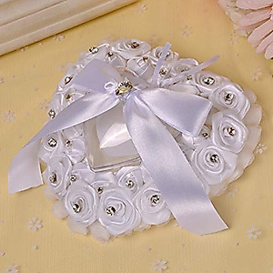 Amosfun Ring Bearer Heart Shape Bride Ring Cushion Ring Pillow for Wedding Engagement Ceremony Supplies