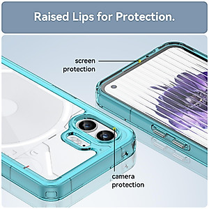 DFTCVBN Phone Case for Nothing Phone 2 Case, Nothing 2 Two A065 Case with HD Screen Protector, Soft Bumper with Clear Crystal PC Hard Back Shockproof Cover Cases for Nothing Phone 2 Clear Blue