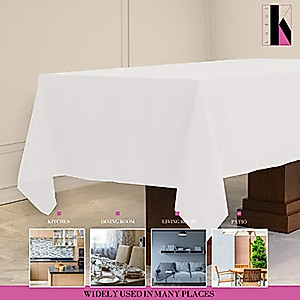 Kadut Rectangle Tablecloth (70 x 120 Inch) White Rectangular Table Cloth for 6 or 8 Foot Table | Heavy Duty | Stain Proof Table Cloth for Parties, Weddings, Kitchen, Wrinkle-Resistant Table Cover