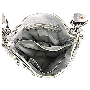 Zzfab Sparkle Rhinestone Suede Hobo Handbag (Silver)