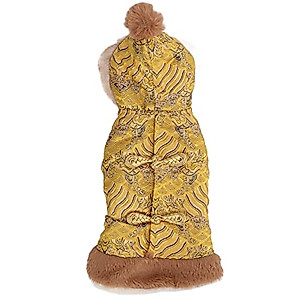 GLOGLOW Dog Costume Tang Suit, Chinese Style Pet Clothing Winter Thickened Warm Dog Cheongsam Satin Clothes with Hat for Small Dogs Puppy Cats