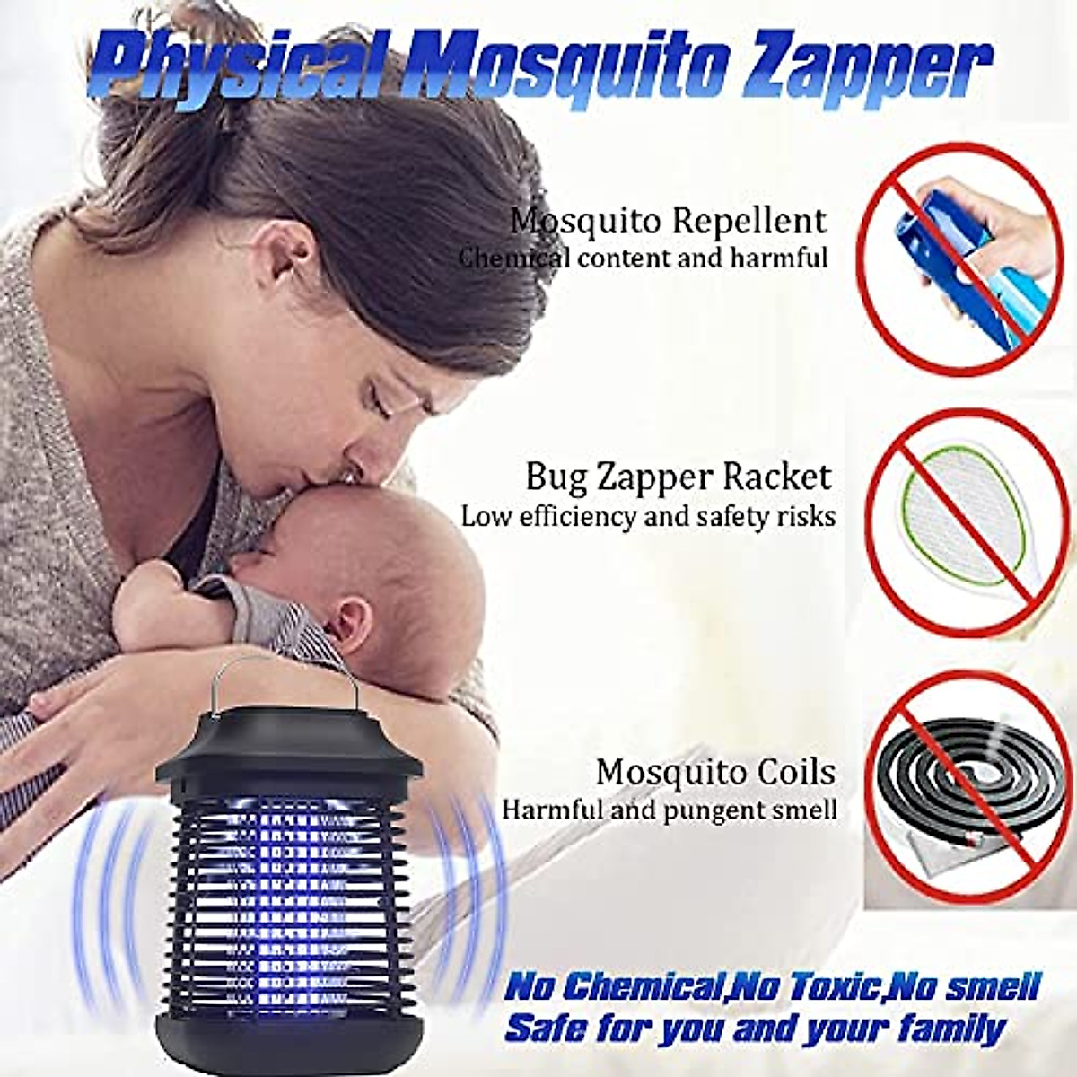 Bug Zapper,2 in 1 Bug Zapper Indoor,High Powered Waterproof Mosquito Zapper for Outdoor and Indoor,4200V Electronic Mosquito Trap for Home, Garden