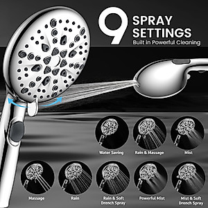 FEELSO 10" High Pressure Shower Head Combo with Handheld Spray, 16 Settings, 11" Adjustable Arm, ON/OFF Pause Switch