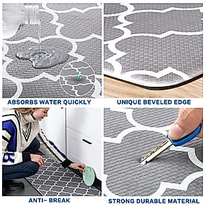 Roiboty Kitchen Mat Anti-Fatigue Kitchen Rug Cushioned Floor Mat, 17.3"x47.2", Waterproof & Non-Slip Kitchen Mats and Rugs, Comfort Standing Mat for Kitchen Floor, Laundry, Office, Sink, Desk, Gray