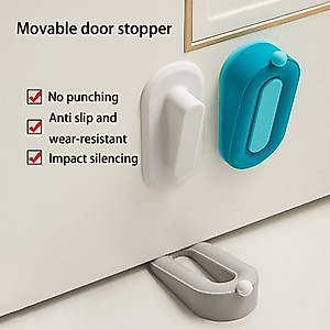 3 Pack Big Door Stopper,Door Stops with Door Holder,Premium Soft PVC Security Wedge for Bottom of on Tile,Concrete, Carpet,Wooden Floor,Fashion Design(3 Colors)