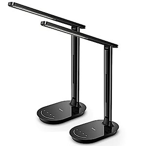 LASTAR Set of 2 LED Desk Lamp, Dimmable Eye-Protecting Table Lamps with Night Light, USB Charging Port, 4 Color Temperature Modes, 5 Brightness Levels, 1H Timer, Touch Control for Home Office Bedroom