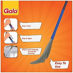 Gala No Dust Floor Broom- (Freedom from New Broom Dust- Bhusa) 2-in-1 - with Extendable Handle (1)