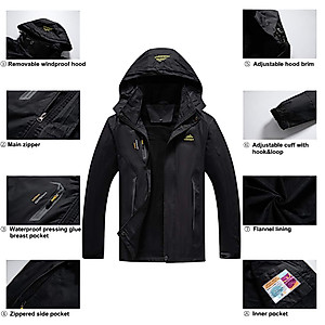 JOGERBRO Mens Waterproof Rain Jacket with Hood Hiking Fishing Windproof Raincoat