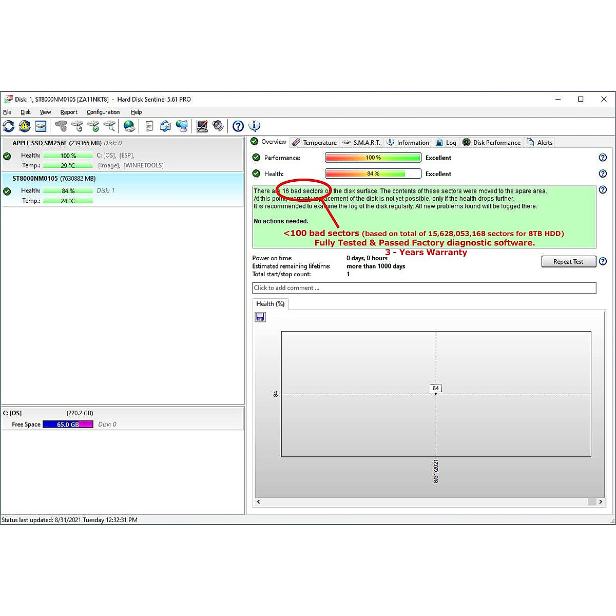 MaxDigitalData 8TB 7200 RPM 256MB Cache SATA 6.0Gb/s 3.5inch Internal Hard Drive for Surveillance (MD8000GSA25672DVR) - 3 Years Warranty (Renewed)