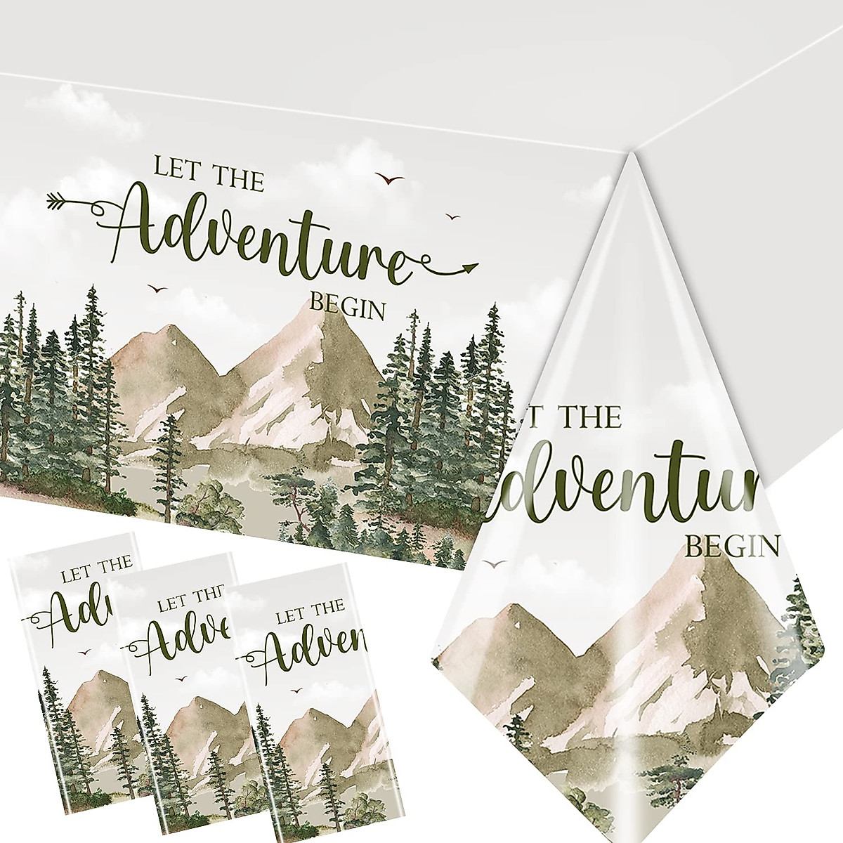 Gupesxu Adventure World Awaits Tablecloth - Travel Themed Table Decorations Disposable Exploration Travel Plastic Tablecloth for Baby Shower Birthday Graduation Retirement