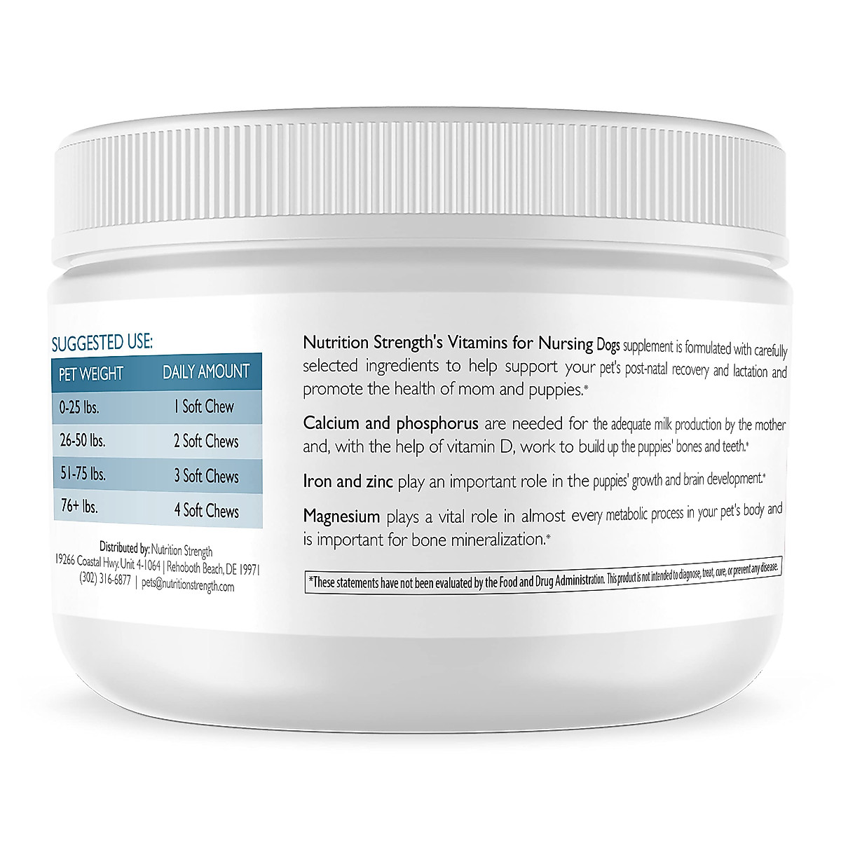 Nutrition Strength Vitamins for Nursing Dogs to Support Lactation and Post-Natal Recovery, Promote Milk Quality and Healthy Puppies with Calcium, Phosphorus, Magnesium and Zinc, 120 Soft Chews