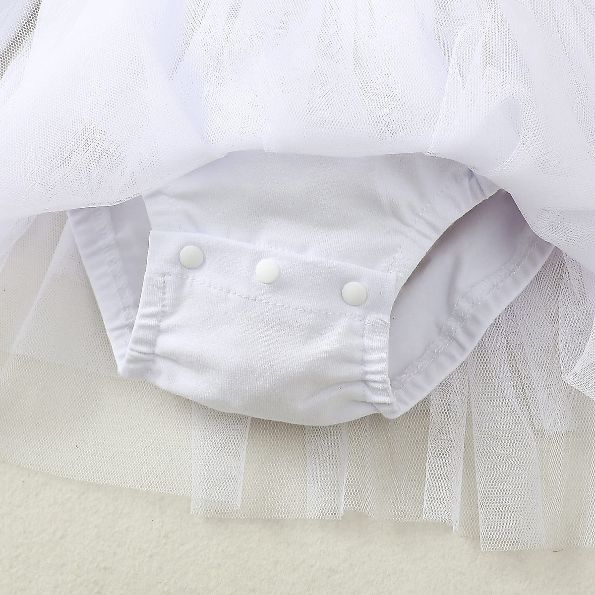 Baby Girl Clothes Infant Ruffle Sleeve Romper Dress Newborn Solid Tutu Skirt Sets Jumpsuit Headband Outfit (032B-White, 9-12 Months)