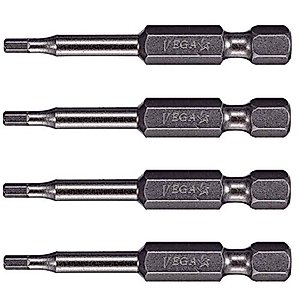 VEGA 5/32" Hex Power Bits. Professional Grade ¼ Inch Hex Shank 5/32", 2 Inch Power Bits. 150H1064A-4 (Pack of 4)