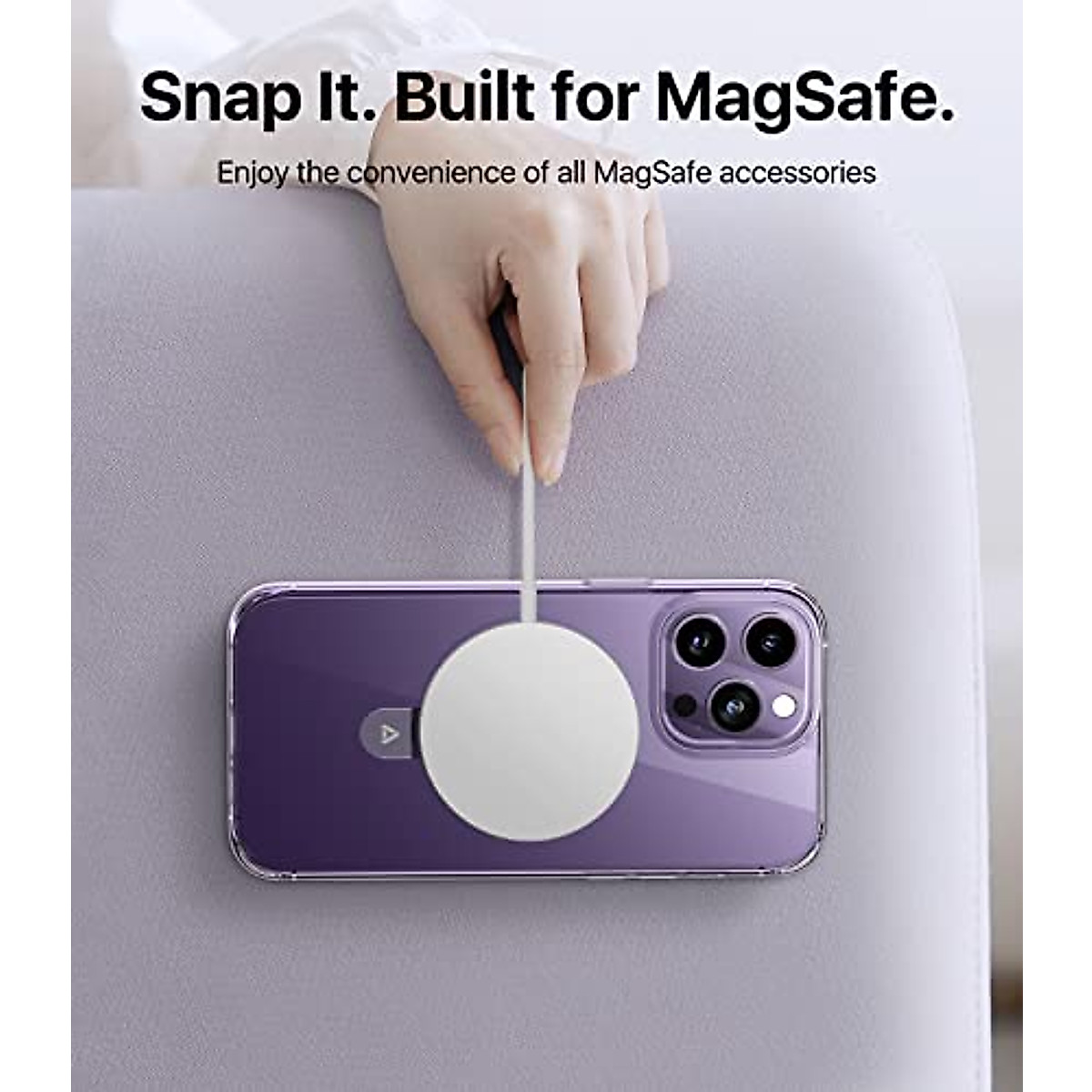 andobil for iPhone 14 Pro Max Clear Case with Magnetic Ring [Compatible with MagSafe] [Military Grade Protection] Invisible Strong Magnet Stand, EasyRelax Kickstand Case, (Non-rotatable), Clear