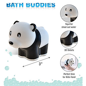 DolliBu Panda Bath Buddy Squirter – Floating Panda Bear Rubber Bath Toy, Fun Water Squirting Bathtime Play for Toddlers Cute & Soft Wild Life Animal Toy for Bathtub, Beach and Pool for Girls and Boys