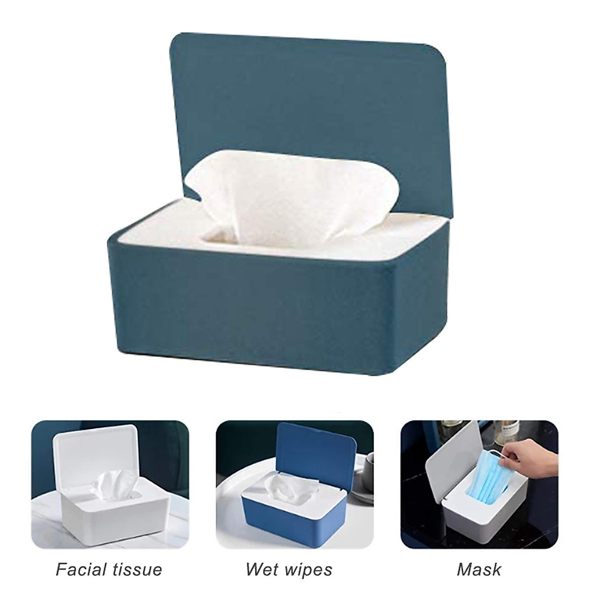 Baby Wipes Dispenser Set, Reusable Baby Wipe Holder Box, Refillable Baby Wipes Container Travel Wet Wipes Case with Reusable Wipes Pouch for Baby Home Kitchen Office Travel 3 PCS