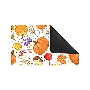 susiyo Doormat 30"x18" Autumn Pumpkins Sunflowers Leaves Non-Slip Indoor Entryway Door Mat (Rubber Backing)