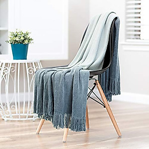 Chanasya Gradual Gradient Ombre Super Soft Acrylic Throw Blanket with Tassels - Warm Cozy Lightweight Fluffy Woven Blanket for Bed Sofa Chair Couch Living Bed Room Tan Sage Blanket(50x65 Inches) Lead