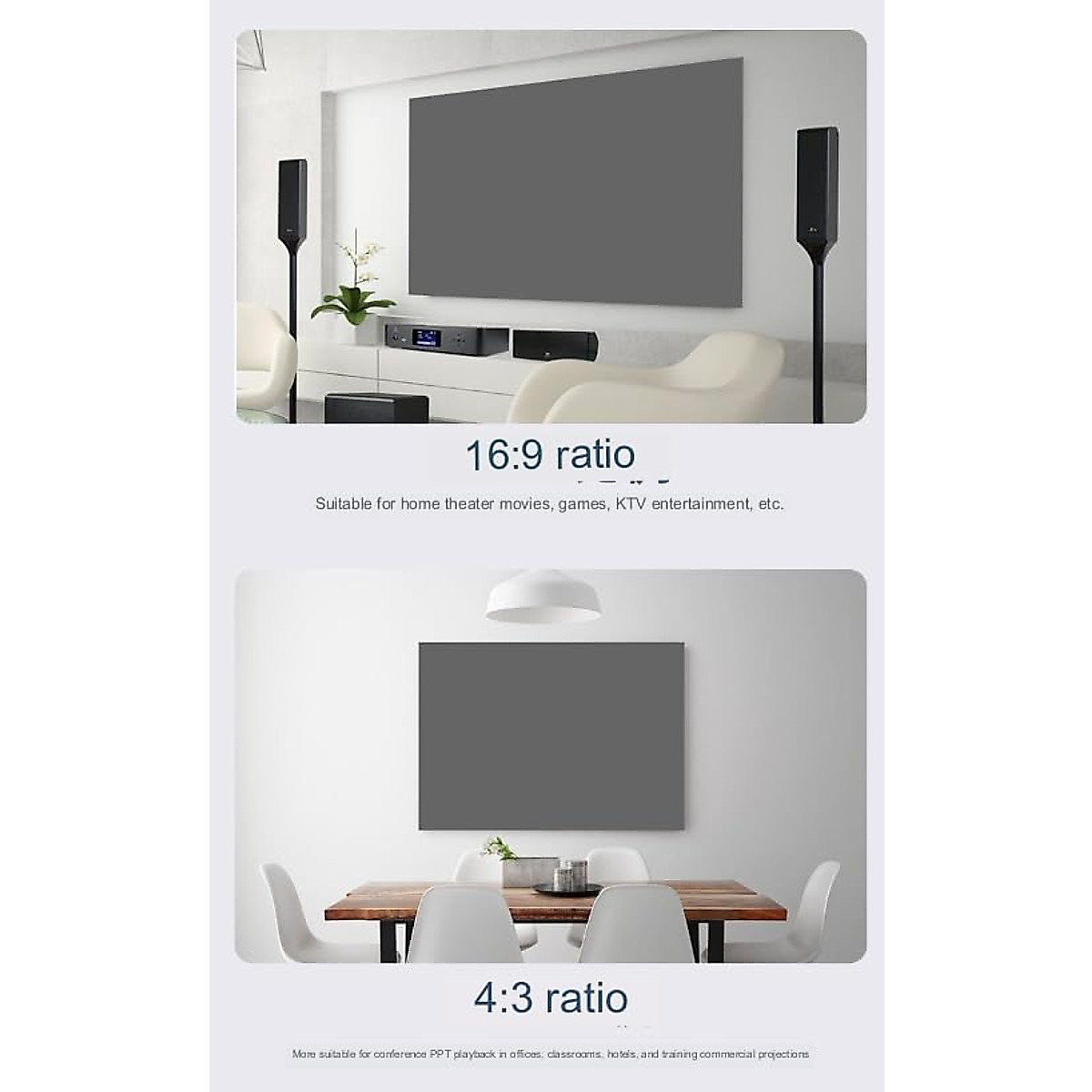 Metal Anti Light Projector Screen, high-Definition Movie Screen, Suitable for Outdoor, Indoor, Home, Office, with Sizes of 60/72/84/100 inches and ratios of 16:9/4:3 (Hook_60inch_16:9)