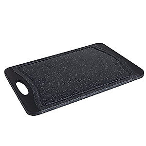 Kitchen Details Granite Look Cutting Board | Medium | 11.5” x 8” | Non-Slip Grip | Reversible Surface | Outside Drip Edge | Black