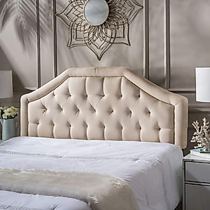 Christopher Knight Home Angelica Tufted Fabric Headboard, Queen, Beige