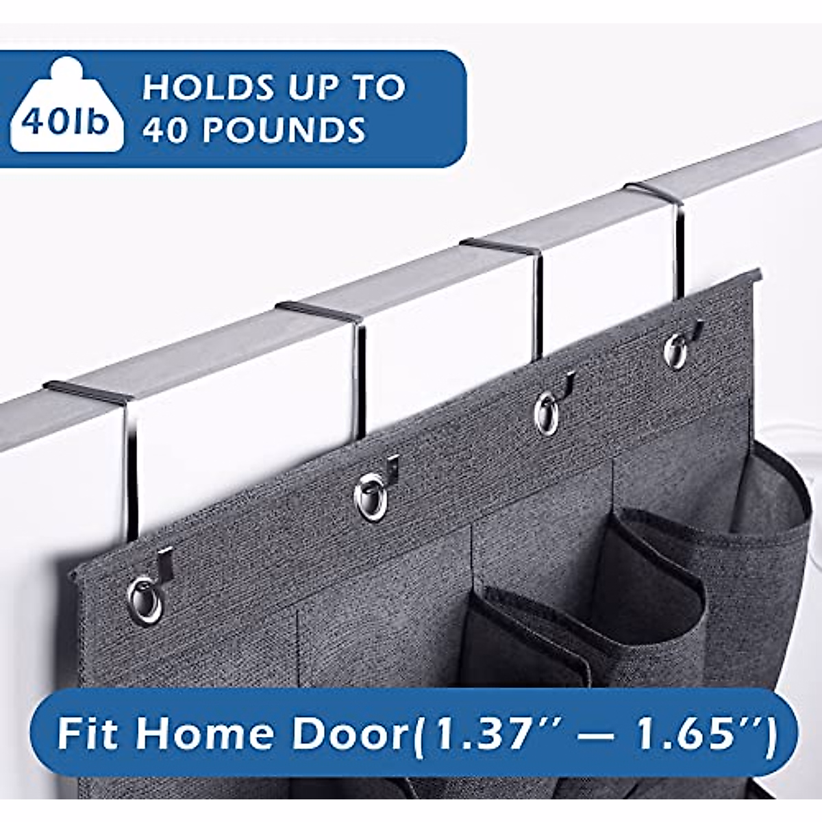 MISSLO Sturdy Fabric Hanging Shoe Organizer Over the Door Shoe Rack 24 Large Pockets Closet Holder Hanger Storage with 4 Metal Hooks for Men Sneakers Women High Heels Slippers