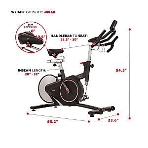 Sunny Health & Fitness Magnetic Rear Belt Drive Indoor Cycling Exercise Bike with RPM Cadence Sensor - SF-B1709, Black