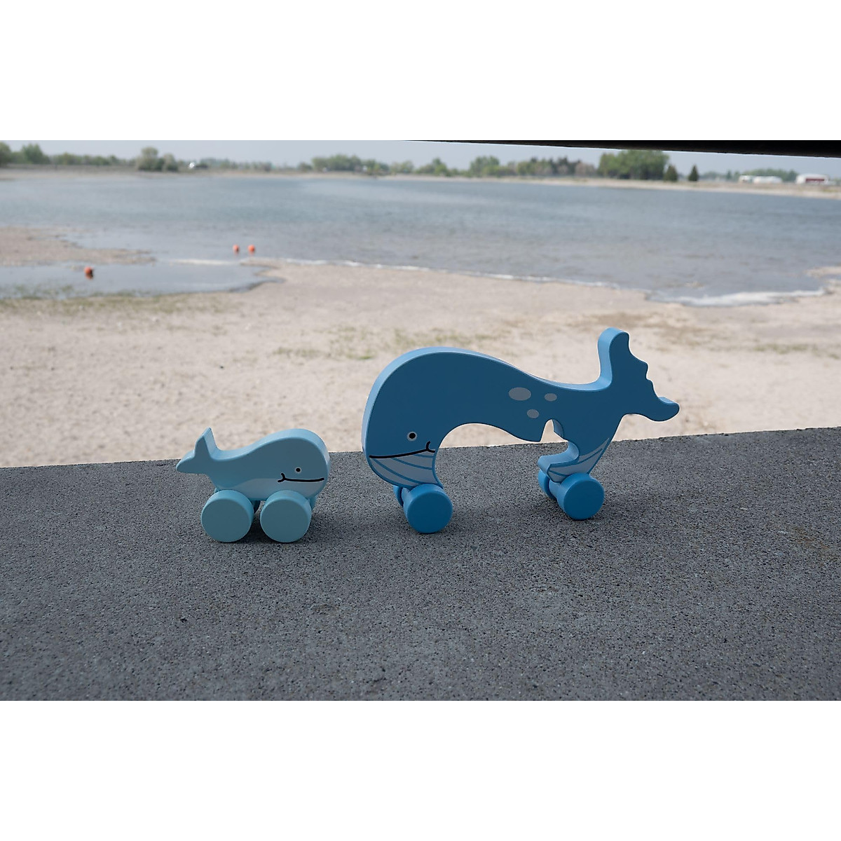 Big & Little Whale Push Toy by Jack Rabbit Creations- 2 in 1 Wooden Roller Animals- STEM Toys for Toddlers Develops Coordination- Ages 18 Months+