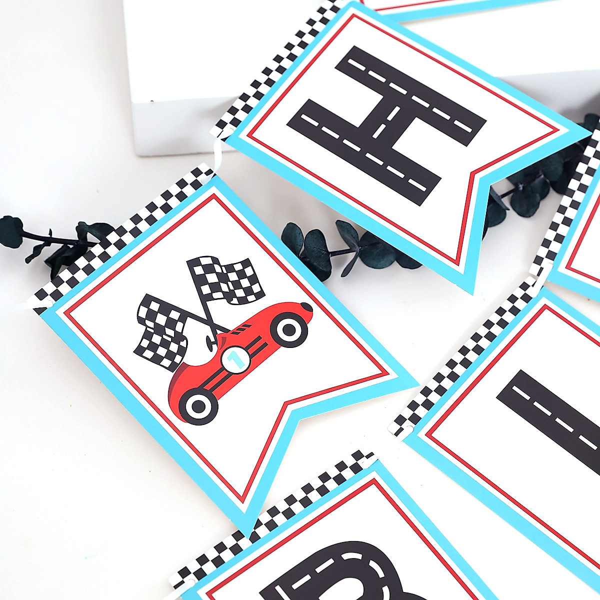 Retro Racing Happy Birthday Banner - Happy Birthday Banner, Racing Themed Party, Racing Party Decoration. Boys racing themed birthday decorations. Wall banner for racing fans.