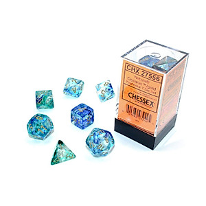 Chessex Nebula Polyhedral Dice Set Oceanic with Gold Luminary (7 dice)