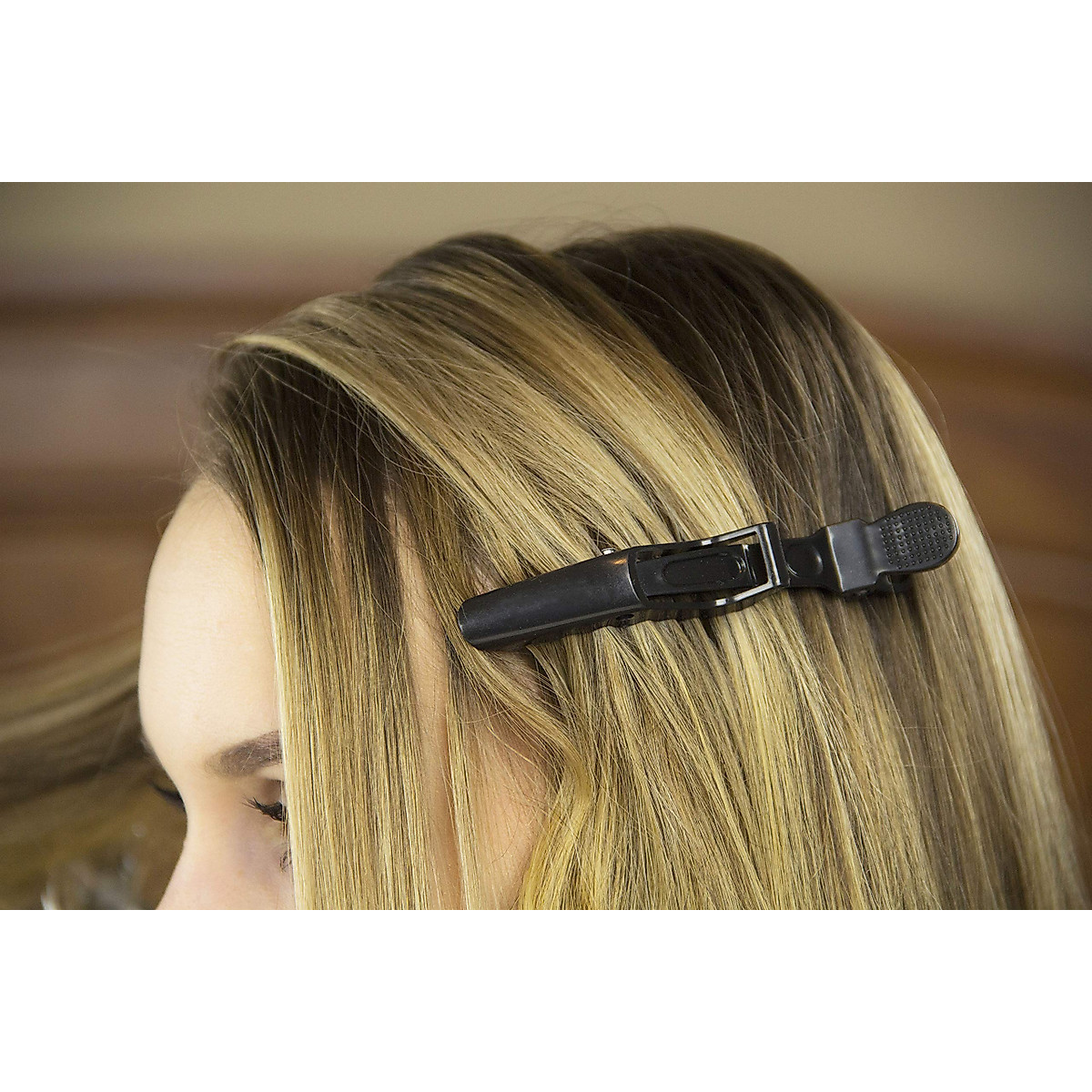 HH&LL 12pcs Hair clips for Styling – Wide Teeth & Double-Hinged Design – Alligator Styling Sectioning Clips of Professional Hair Salon Quality (Black without Logo)