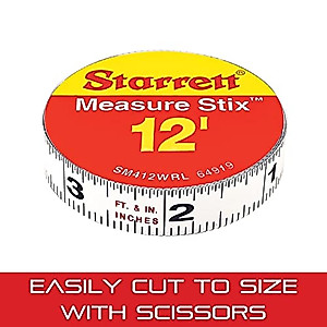 Starrett Tape Measure Stix with Adhesive Backing - Mount to Work Bench, Saw Table, Drafting Table - 1/2" x 12', English Metric, Right-Left Reading - SM412WRL