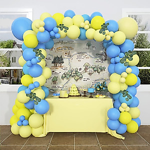 Soonlyn Blue Party Latex Balloons 10ft Baby Blue and Yellow Balloons Garland Arch Kit for Baby Shower Boy Birthday Decorations 18 In 10 In 5 In