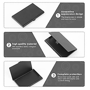 Vin Beauty Business Card Holder for Men, Business Card Case for Women, Pocket Business Card Case, Slim Business Card Wallet, Credit Card Holder, Metal Card Holders for Women Men(2Pcs Black&Silver)