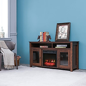 LOKATSE HOME Electric Fireplace Stand Console for TV's Up to 60" Living Room Storage Entertainment Center, Espresso