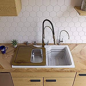 ALFI brand AB3520DI-W Drop-In Single Bowl Granite Composite Kitchen Sink, 35", White
