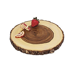 Lipper International 1040B Acacia Bark Slab Board for Serving Cheese, Crackers, and Hors D'oeuvres, Medium, 10" - 12"