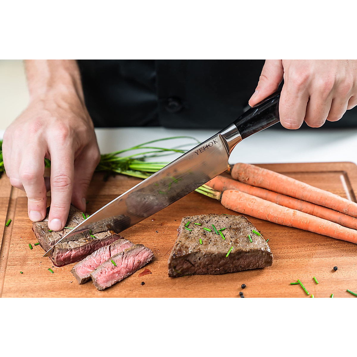 YEHOK Chef Knife | 8 Inch Professional Kitchen Knife | German High Carbon Stainless Steel | Ultra Sharp Blade and Ergonomic Handle for Chopping, Slicing | Chef's knives with Gift Box