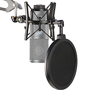 ATR2500X Shock Mount with Pop Filter, Windscreen and Shockmount to Reduce Vibration Noise Matching Mic Boom Arm Stand for Audio-Technica ATR 2500X and ATR2500 USB Condenser Microphone by YOUSHARES