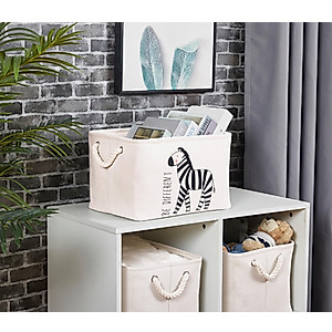 DECOMOMO Storage Baskets for Shelves 25.5L Canvas Storage Bin for Baby Laundry, Kids Toys, Nursery- Closet Storage Bins for Shelves (Lion, Zebra, Giraffe – 3 Pack / Large)