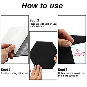 20 Packs Pin Board Hexagon Felt Board Tiles Black Bulletin Board Memo Board Notice Board with 40 Pieces Push Pins, Decoration for Home Office Classroom Wall 5.9 x 7 inches/ 15 x 17.7 cm