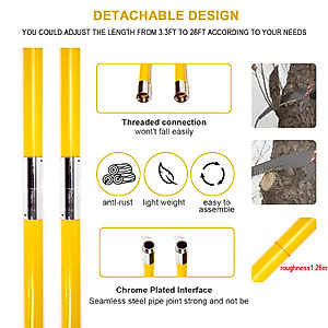 30 Feet Tree Pole Pruner, Durable Tree Trimmers Handle, Manual Branches Trimmer for Garden Tools Loppers Hand Pole Saws Extendable Height with Knives and Storage Pocket