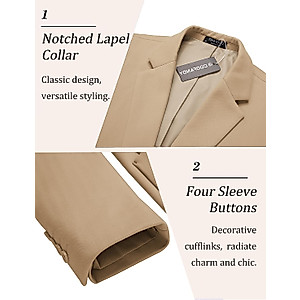COOFANDY Mens Sport Coat Slim Fit Two Buttons Blazer Casual Suede Suit Jacket Khaki
