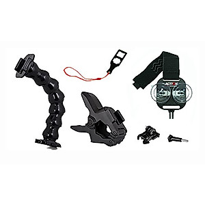 Action Mount Jaws Flex Clamp + Adjustable Goose Neck + Universal Mount Adapter for Smartphone, W/Base Clip & Screw. Use with a Phone, or Gopro Camera. Easy to Use!