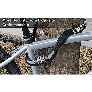 UBULLOX Bike Chain Lock 4FT Bike Lock 5-Digit Combination Bike Lock Anti-Theft Bicycle Lock 6mm Thick Resettable Bike Lock Chain for Bicycle, Motorcycle, Scooter, Gate, Fence, Black
