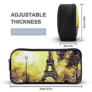 Oil Painting Paris Pencil Case Stationery Pen Pouch Portable Makeup Storage Bag Organizer Gift