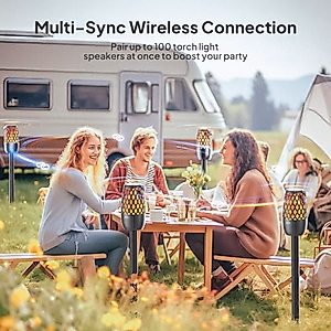 Outdoor Speakers, Gift for Men, Multi-Sync Bluetooth Wireless Speaker with Flame Lights, Built-in DSP HD Stereo Sound, Cool Tech Gadgets for Him, IPX5 Waterproof for Hot Tub|Outside|Patio|Porch