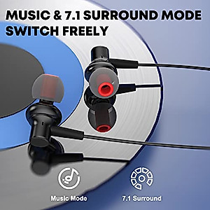USB C Headphone, Type C Earphones with 7.1 Surround & Mute Button, HiFi Stereo Wired Earbuds with Microphone for Samsung Galaxy S22 S21 Ultra 5G S20 FE Z Flip 4 A53 Note 20, PC Computer Laptop Gaming