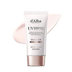 d'Alba Italian White Truffle Waterfull Tone-up Sunscreen, pure and Vegan hybrid pink tinted moisturizer, glow and brightening sunscreen, gentle and safe use sunscreen