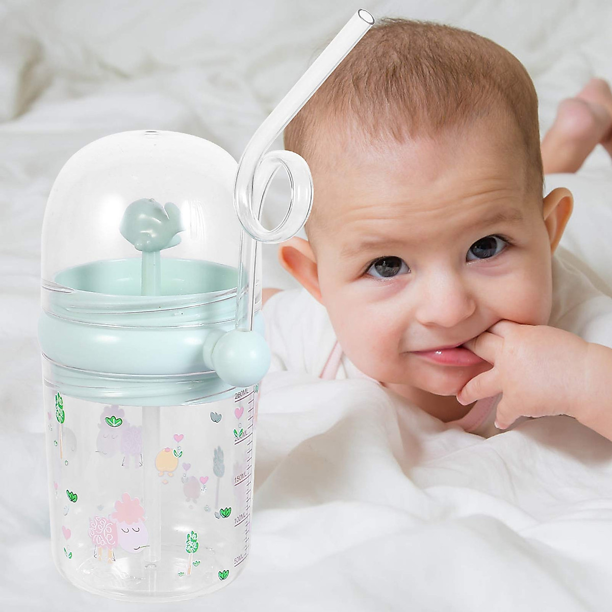 TOYANDONA Baby Drinking Cup with Straw Water Whale Spray sippy Cup Portable Toddler Cups Summer Water Cup Green(Pattern Random)